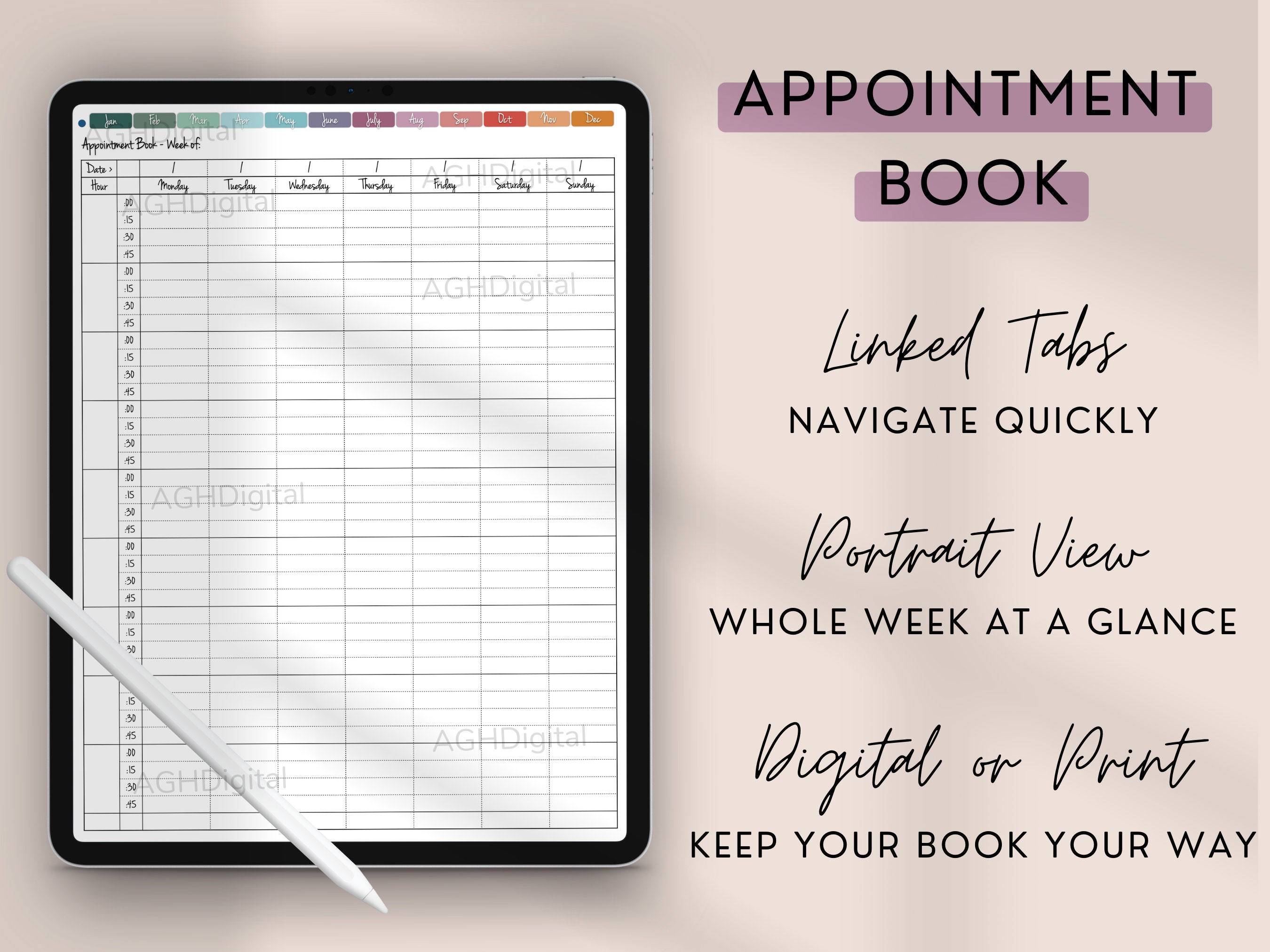Digital Appointment Book, Salon Appointment Book, Goodnotes, iPad ...