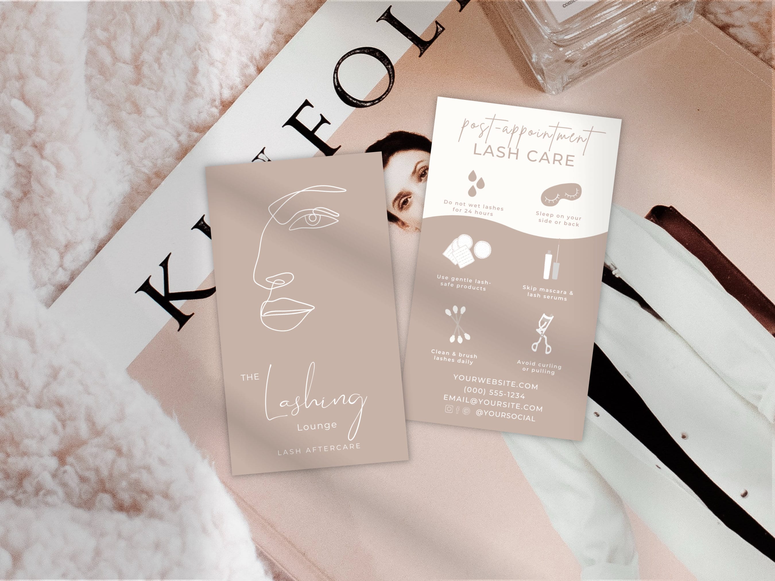 Modern Lash Aftercare Card Template, Editable Lash Instruction Card ...