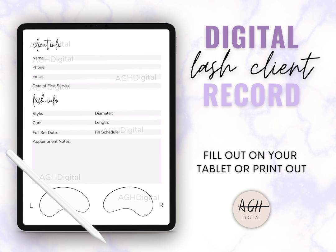Lash Client Profile, Lash Business Forms, Lash Mapping, Eyelash ...