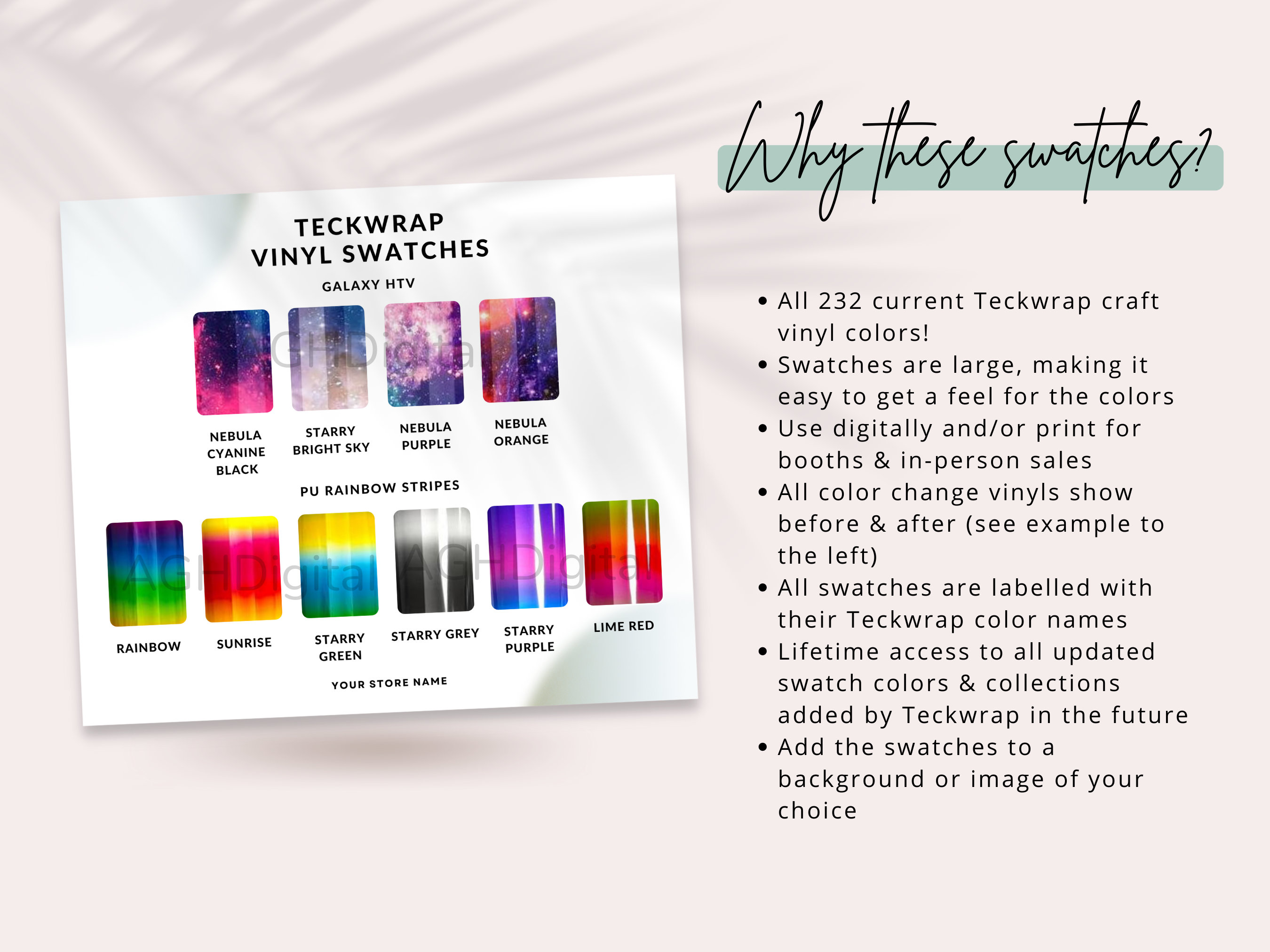 UPDATED Teckwrap HTV Color Chart, Heat Transfer Vinyl Color Chart ...