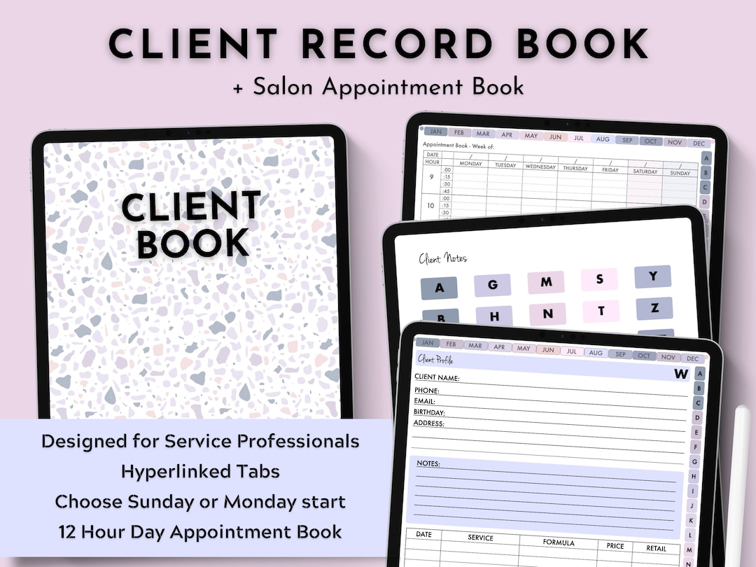 Client Record Book, Digital Client Book, Salon Appointment Book, Client ...
