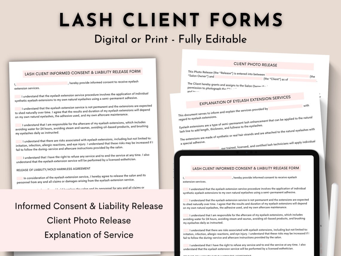 Lash Client Forms, Lash Extension Business Forms, Eyelash Extensions ...