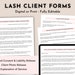 Lash Client Forms, Lash Extension Business Forms, Eyelash Extensions ...