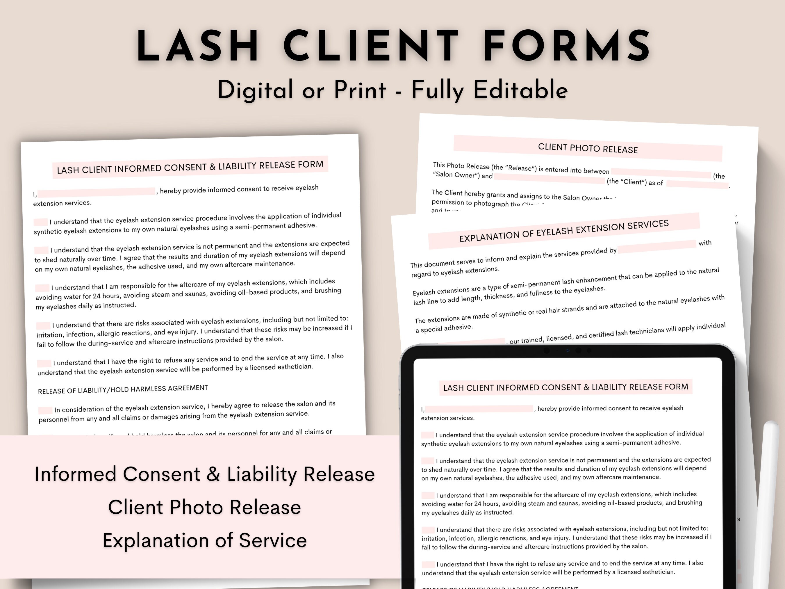 Lash Client Forms, Lash Extension Business Forms, Eyelash Extensions ...