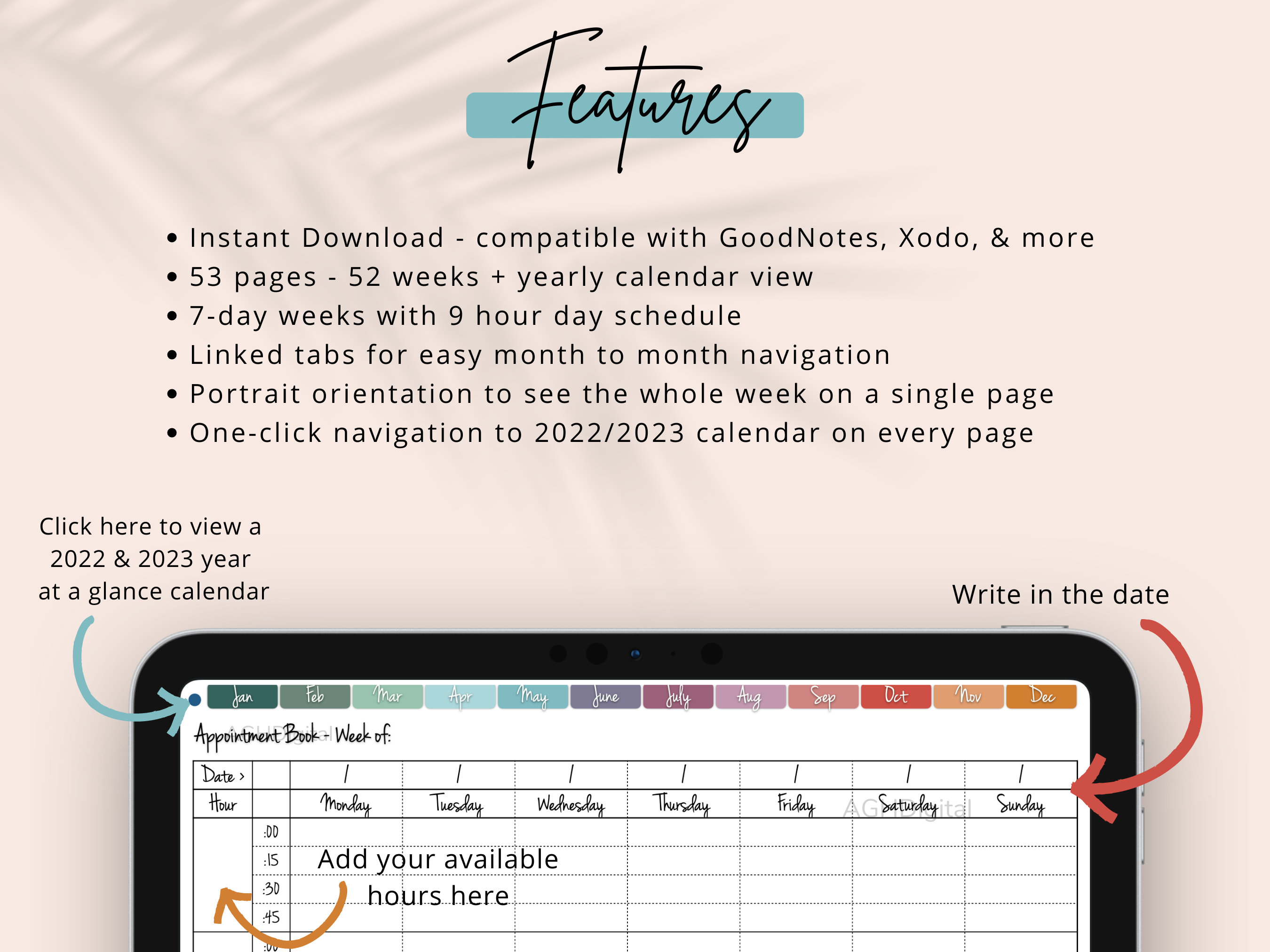 Digital Appointment Book, Salon Appointment Book, Goodnotes, iPad ...