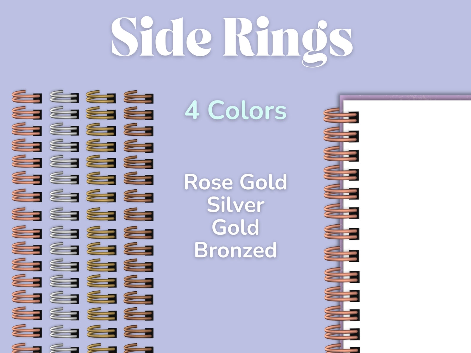 Realistic Digital Planner Coils, Spirals, Metallic Gold, Silver, Rose ...