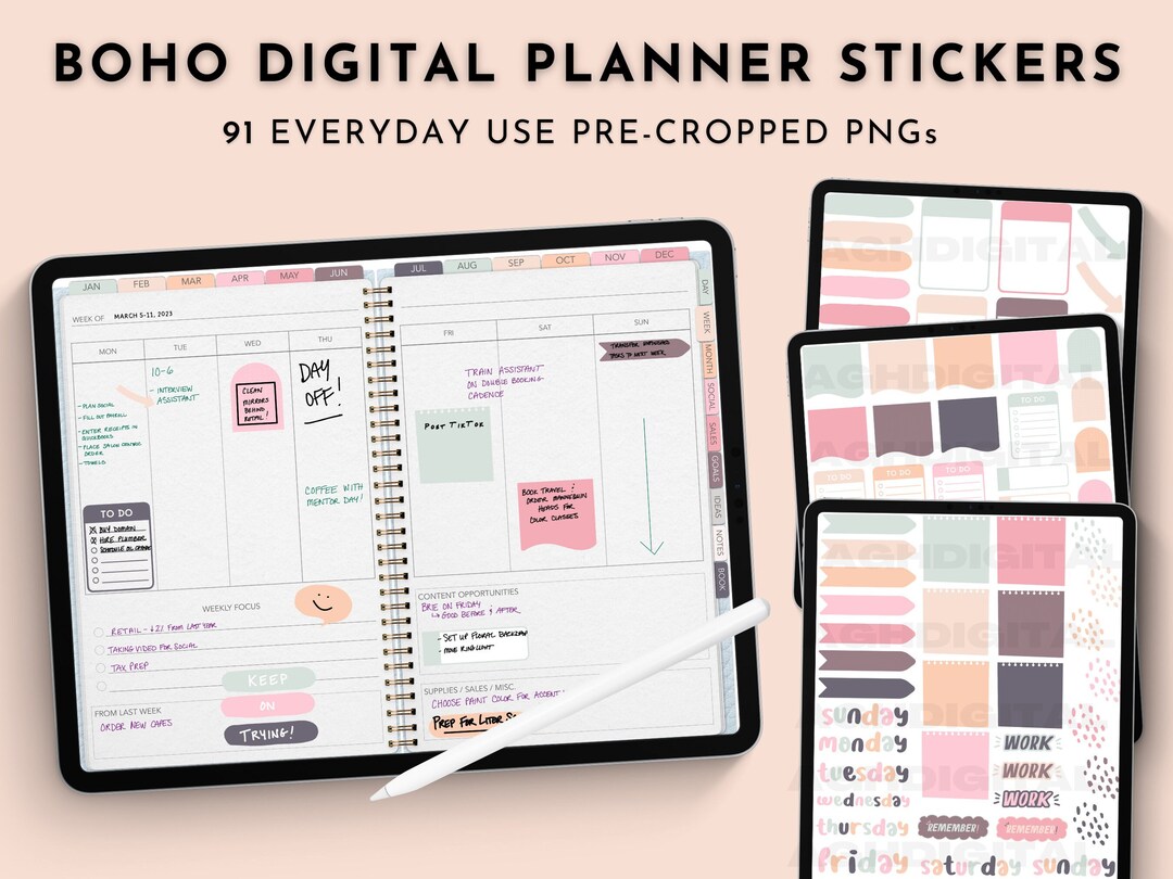 Cute Digital Planner Stickers, Goodnotes Sticky Notes, Digital Sticky ...