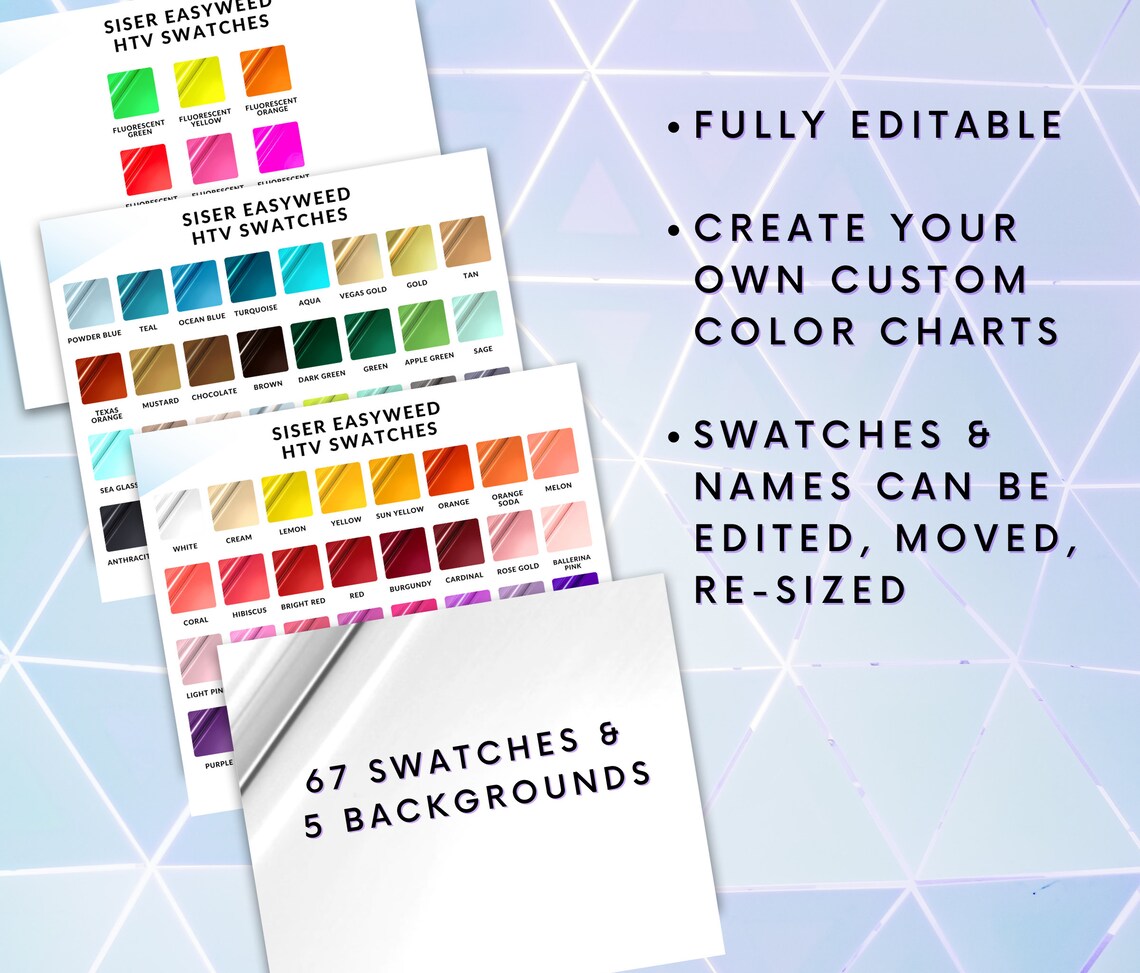 Editable SISER EASYWEED HTV Color Chart Current Vinyl Color | Etsy Canada