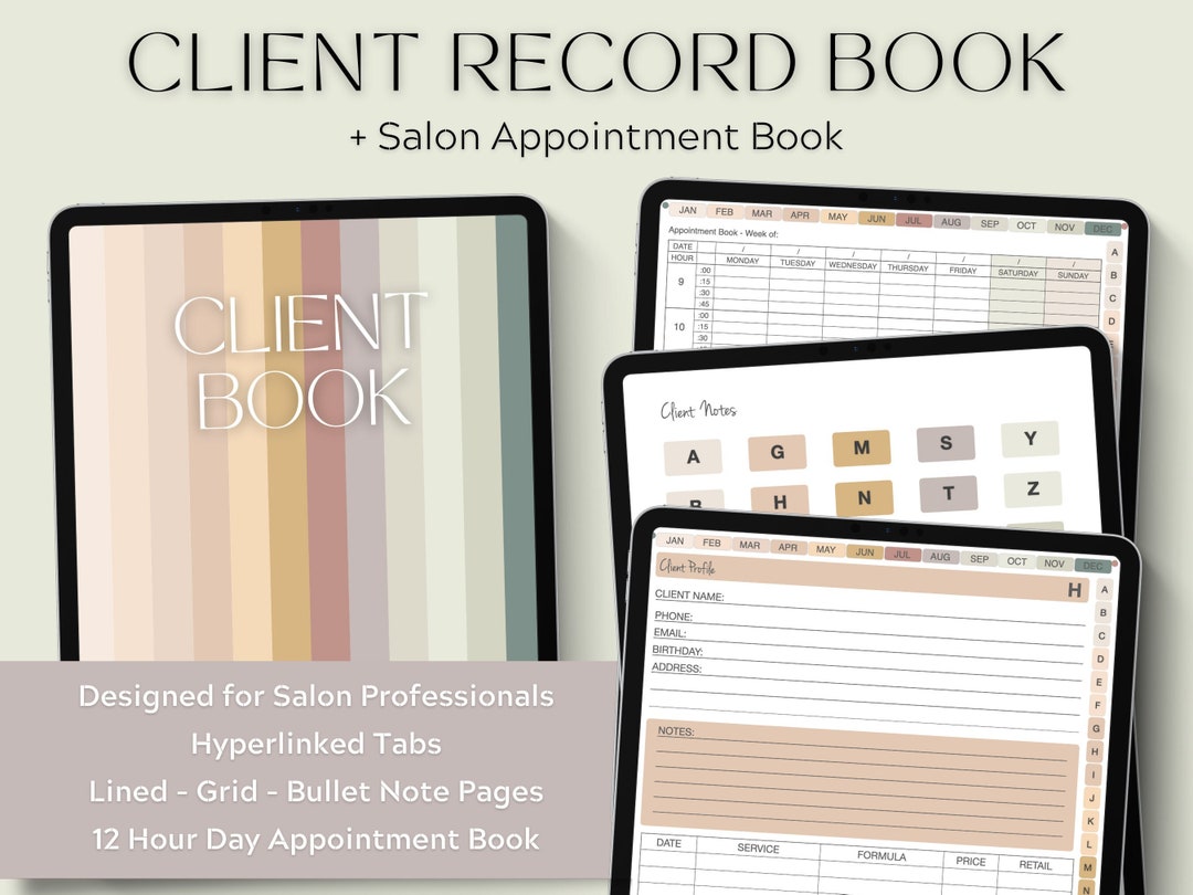 Client Record Book, Digital Client Book, Salon Appointment Book, Client ...