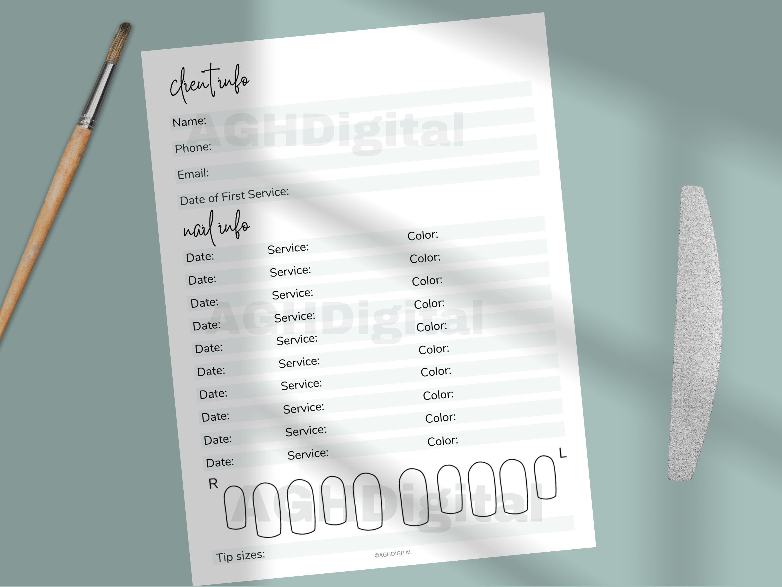 Nail Client Profile Nail Salon Business Forms Nail Mapping - Etsy