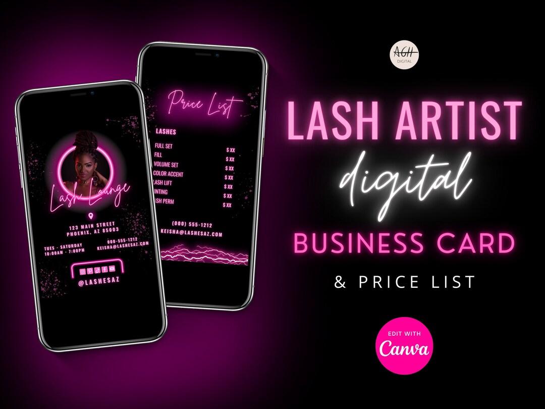 Lash Tech Business Card, Esthetician Digital Business Card, Lash Artist ...