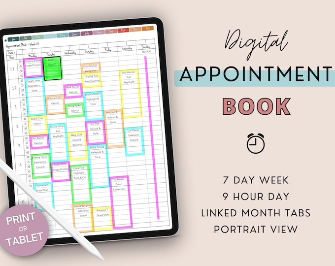 Digital Appointment Book, Salon Appointment Book, Goodnotes, iPad ...