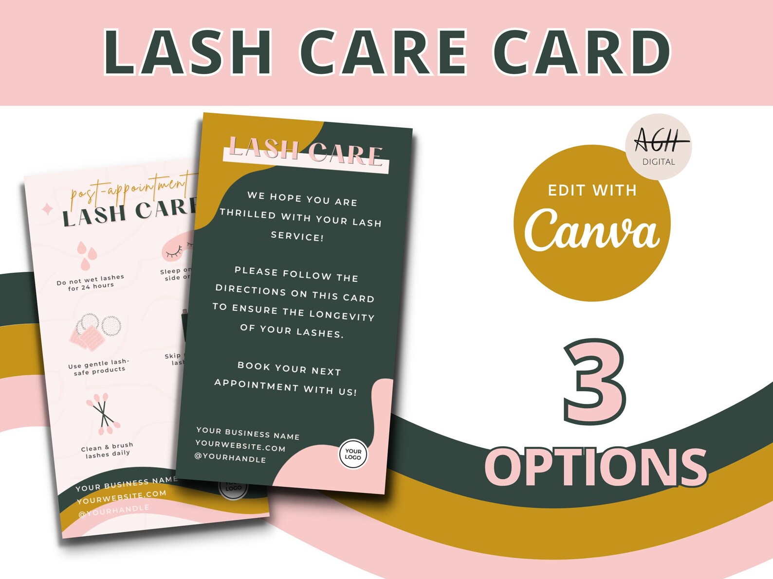 Lash Aftercare Card Template, Editable Lash Instruction Card, Eyelash ...