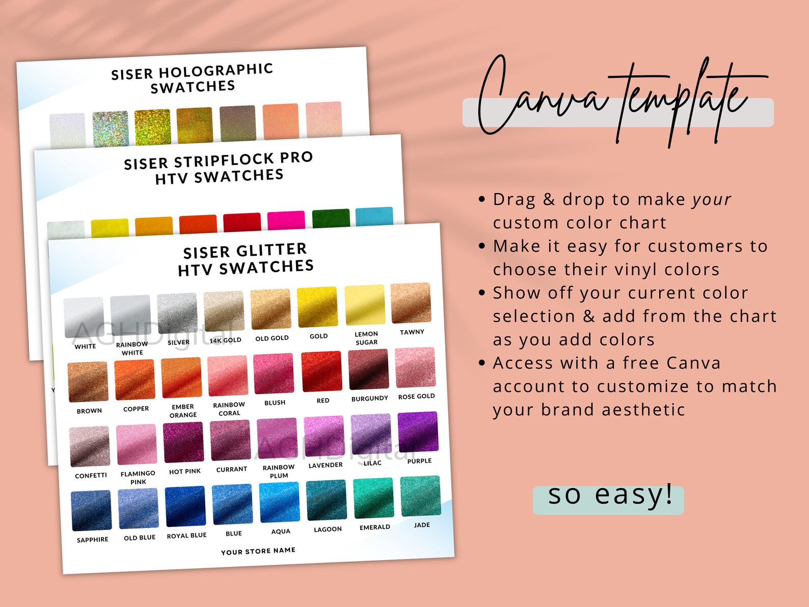 SISER 232 Swatch Vinyl Color Chart, HTV Vinyl Color Chart, Craft Vinyl ...