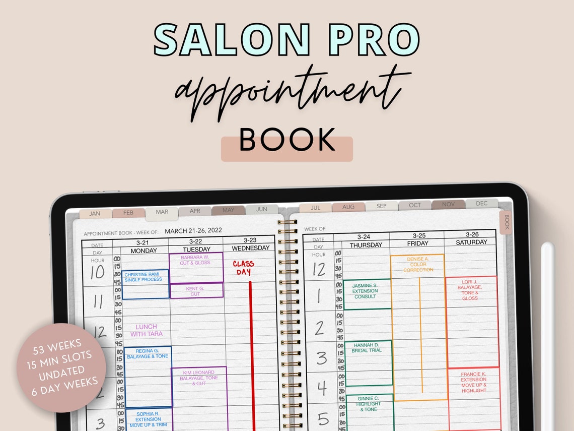 Salon Appointment Book Digital Appointment Book Goodnotes - Etsy