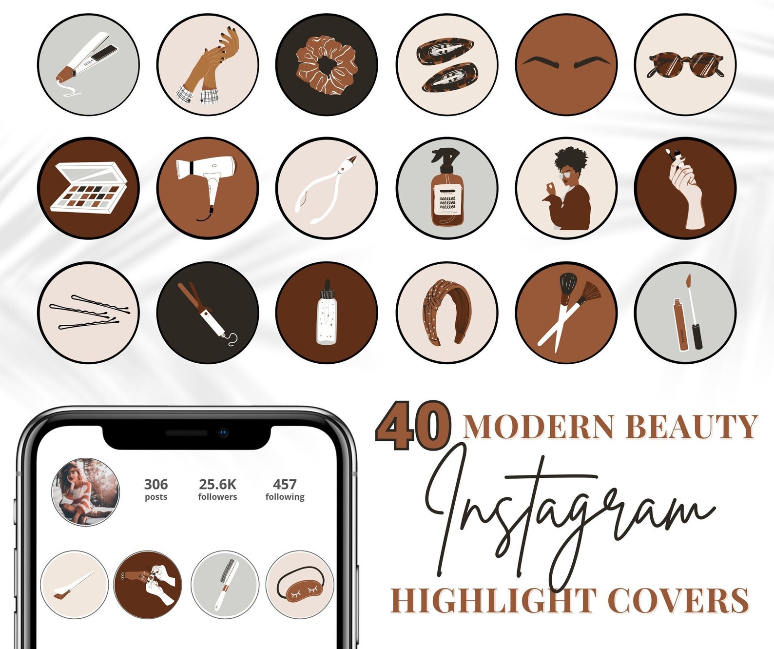 40 Modern Beauty Instagram Highlight Covers, Canva, Editable, Custom ...