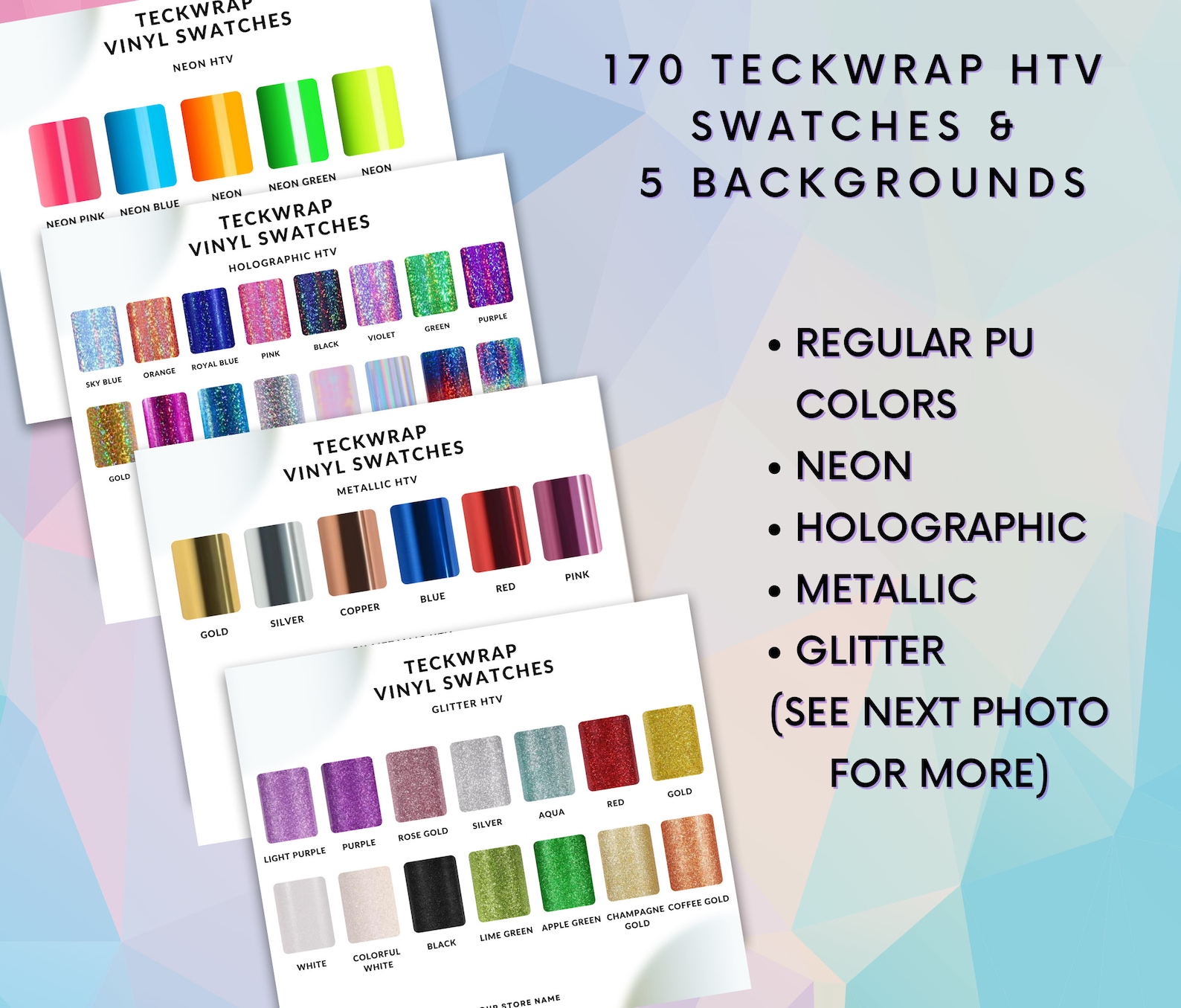 Editable TECKWRAP HTV Color Chart Heat Transfer Vinyl Color | Etsy UK