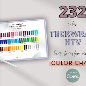 UPDATED Teckwrap HTV Color Chart Heat Transfer Vinyl Color - Etsy