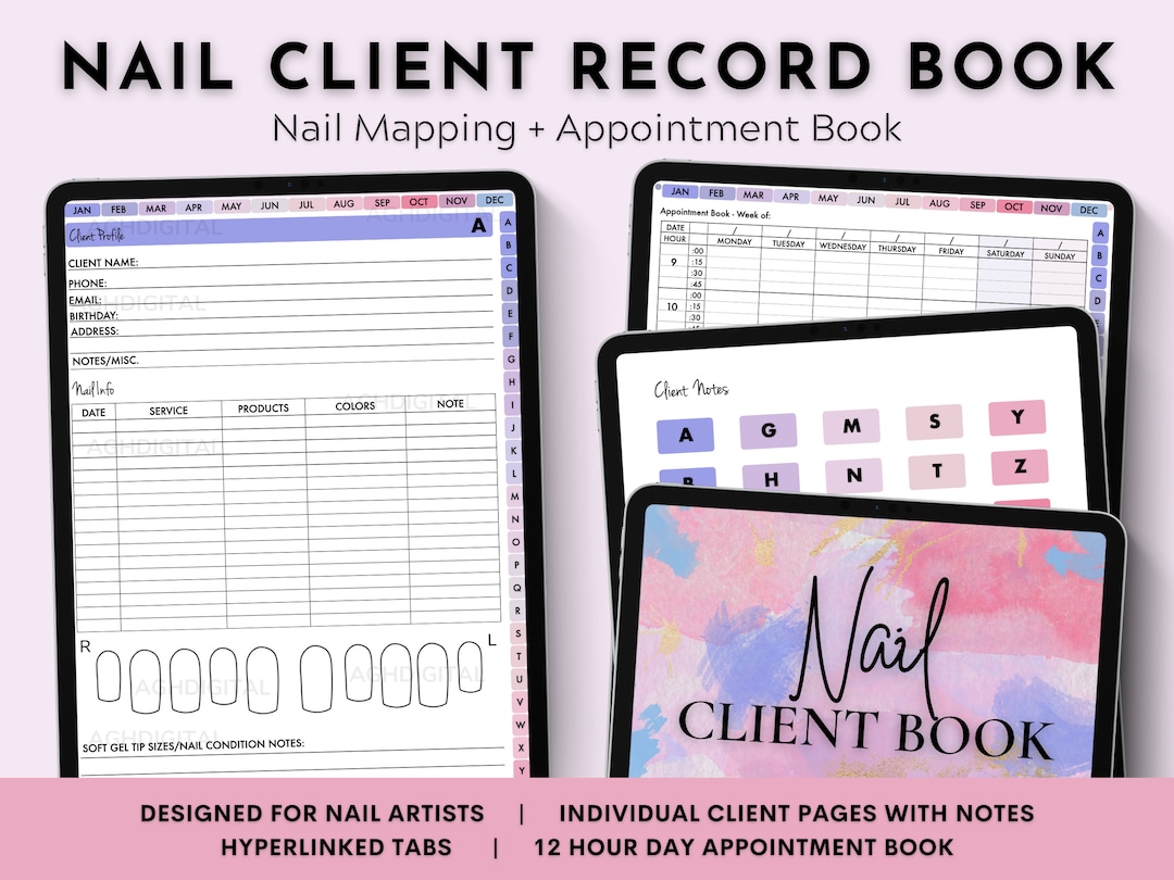 Nail Client Record Book, Digital Client Book, Salon Appointment Book ...