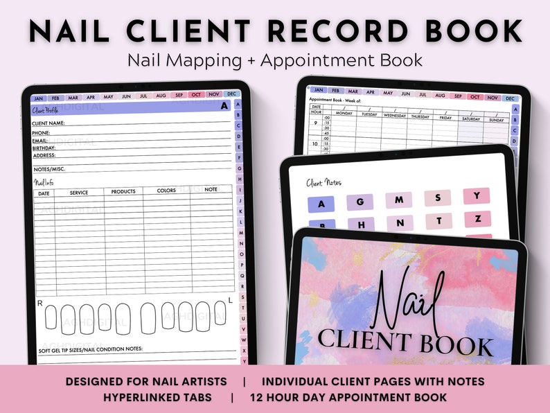 Nail Client Record Book, Digital Client Book, Salon Appointment Book ...