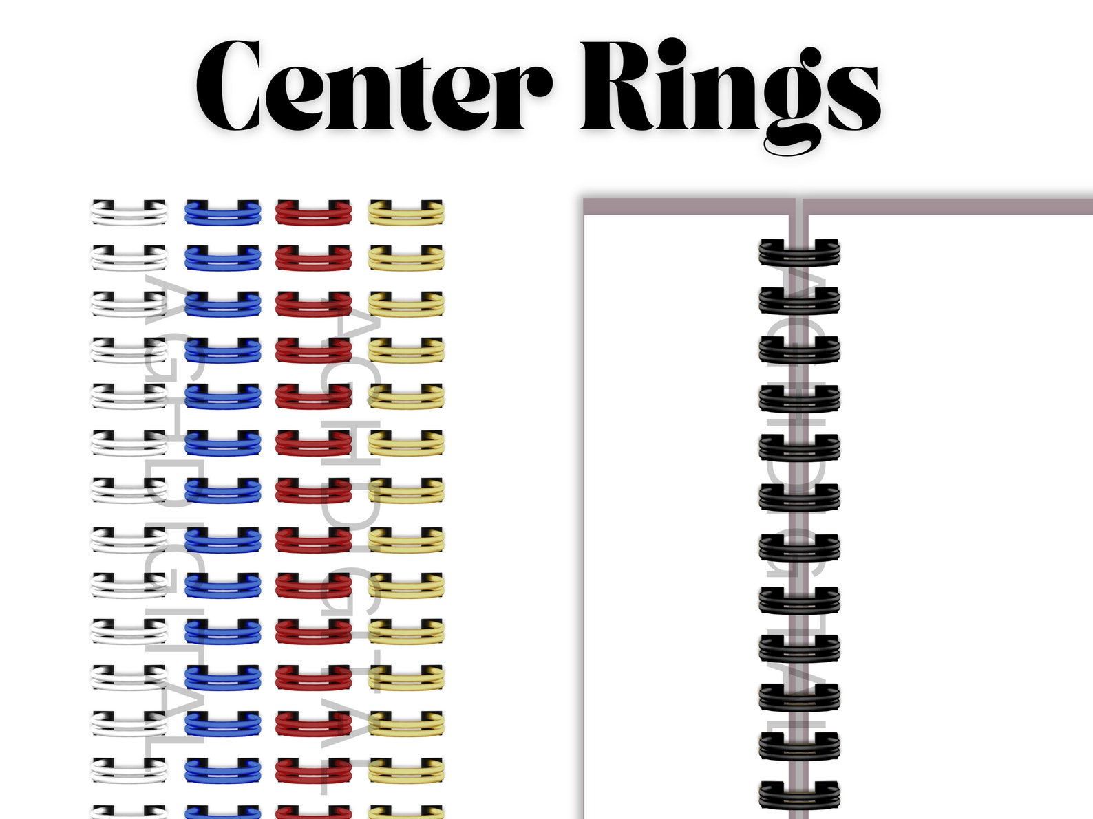 Realistic Digital Planner Coils, Wire-o Spirals, Black, White, Blue ...