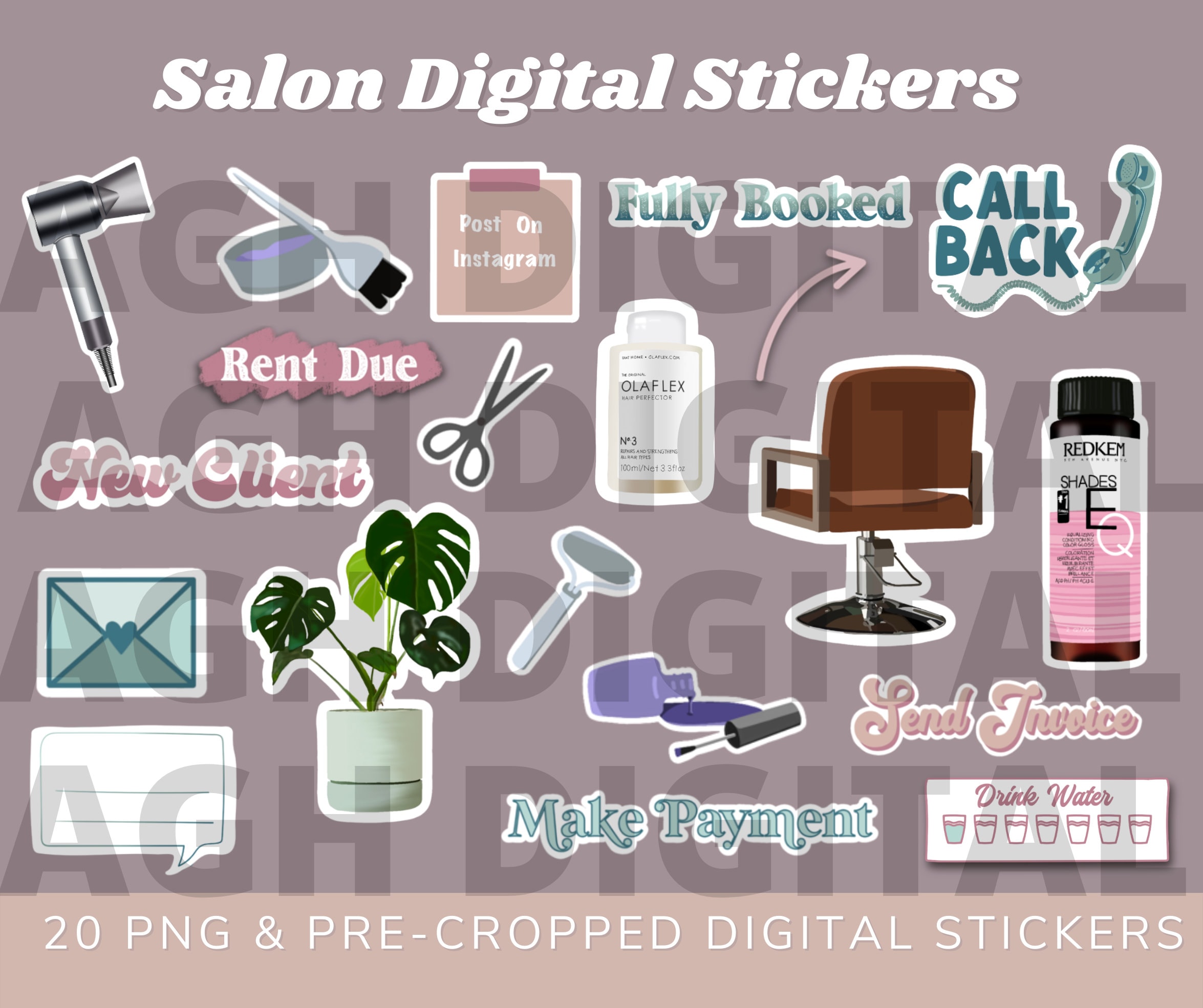 Planner Stickers, Hair Stylist Stickers, Digital Salon Sticker, Hair ...