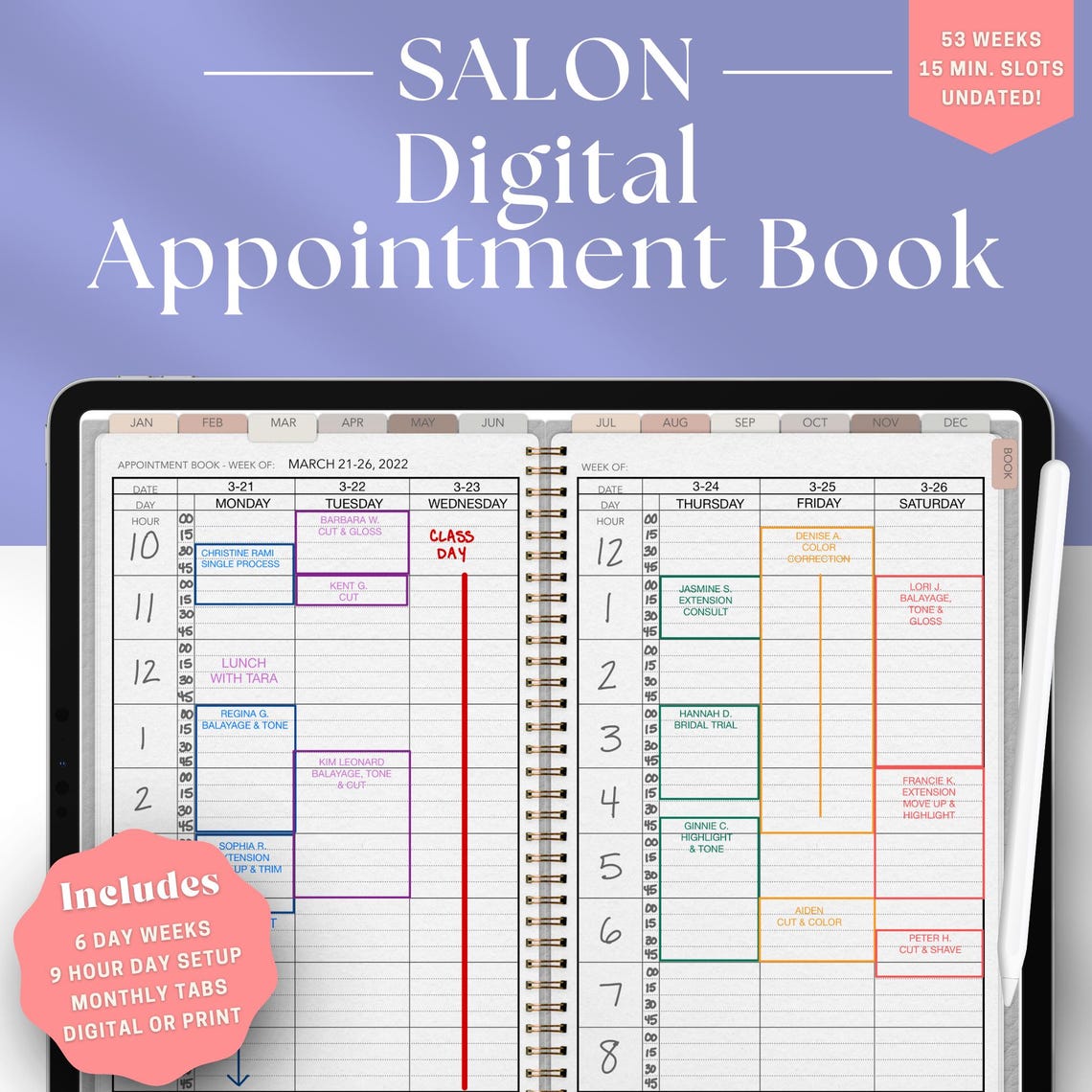 Salon Appointment Book, Digital Appointment Book, Goodnotes, iPad ...