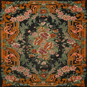 Victorian French Aubusson Rug, Floral Botanical Rug, Traditional ...