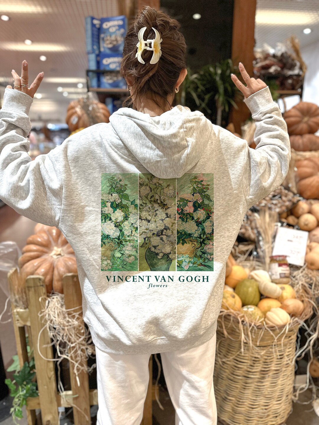 Vincent Van Gogh Hoodie, Art Hoodie, Flowers, Aesthetic Art Crewneck ...