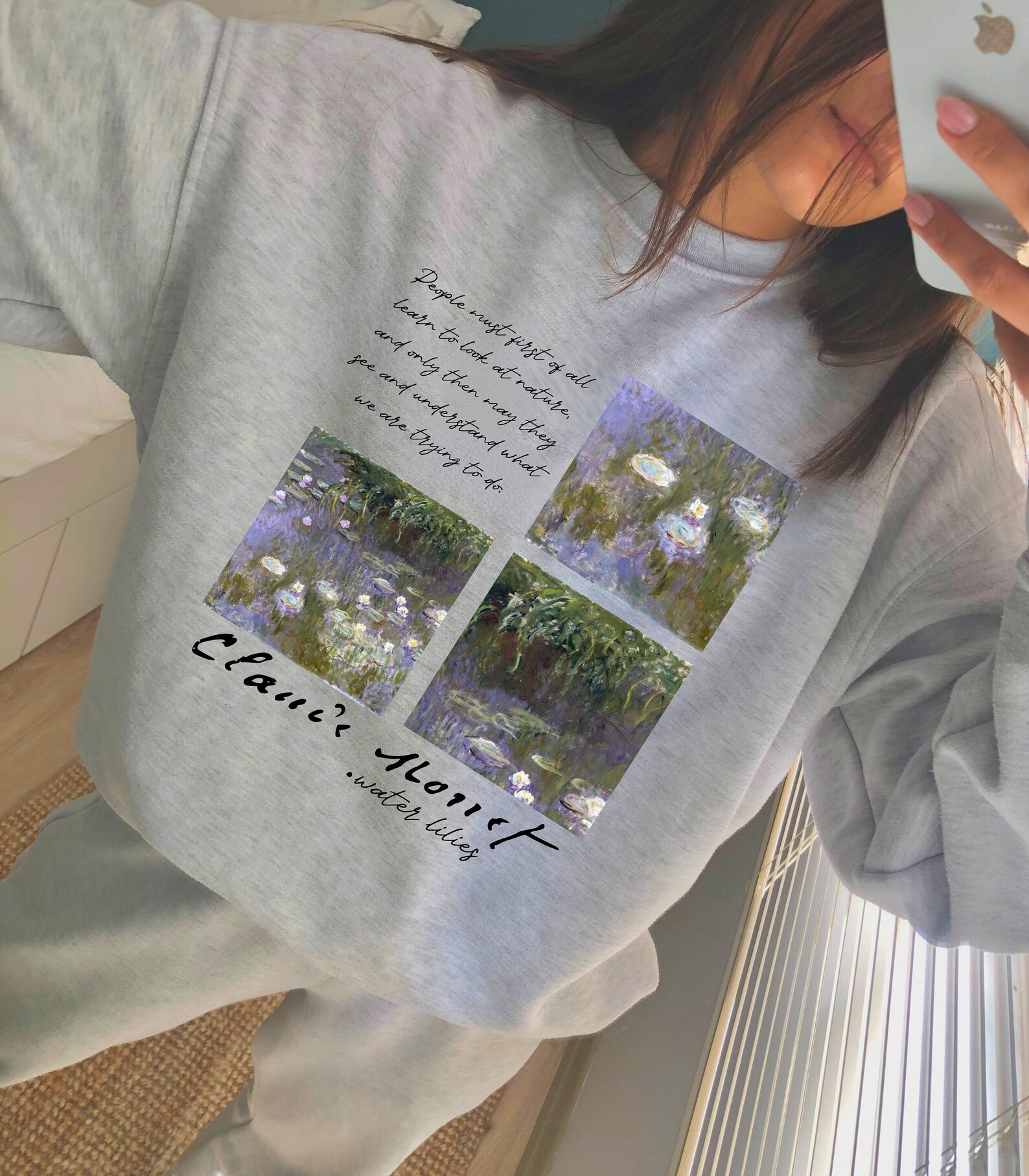 Claude Monet Water Lilies Sweatshirt,monet Quotation,art Sweatshirt ...