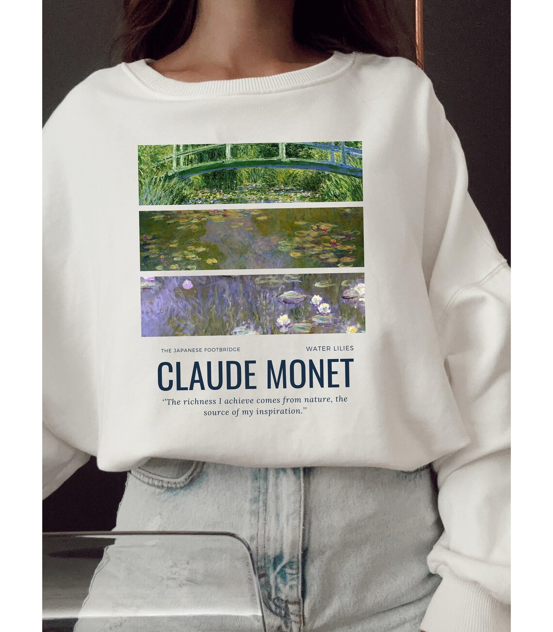 Claude Monet Sweatshirtmonet Grid Sweater Famous Art Sweater - Etsy