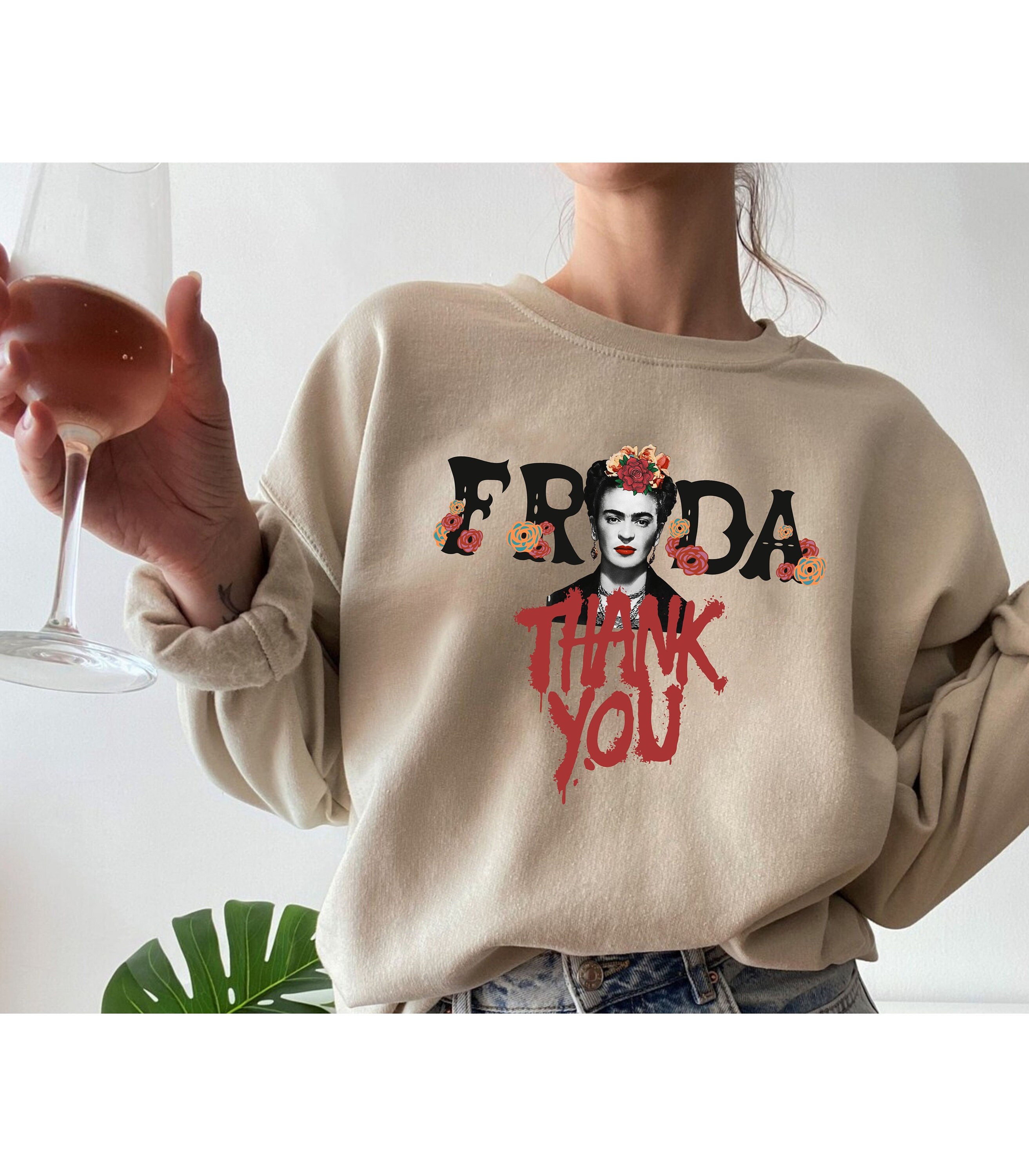 Frida Kahlo Sweatshirt ,Thank You Frida Slogan Sweatshirt sold by ...