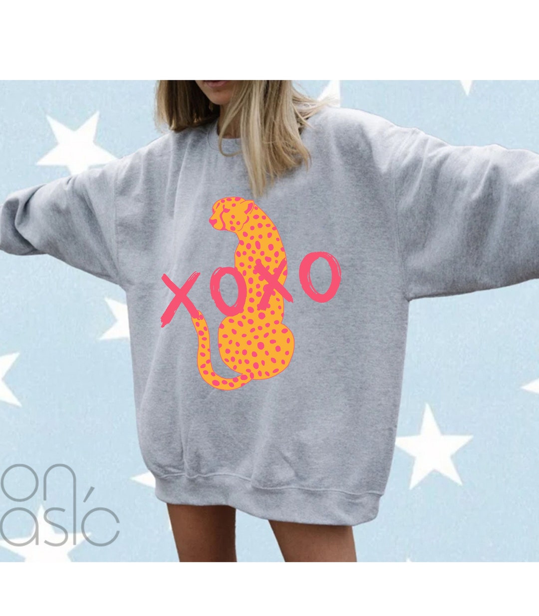 Preppy Cheetah Pink and Yellow Lightning Bolt Preppy XOXO Sweatshirt ...