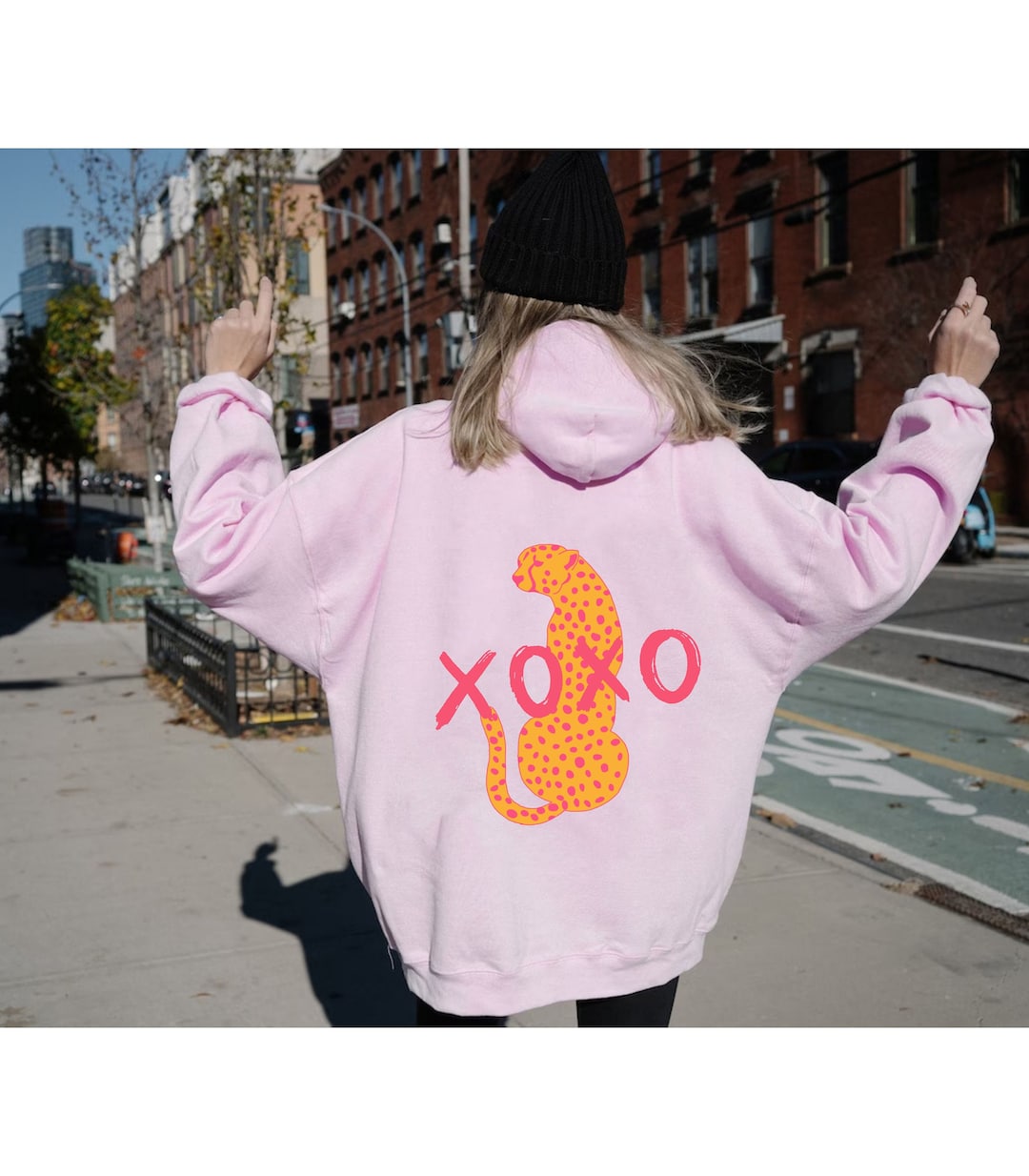 Preppy Cheetah Pink and Yellow ,lightning Bolt Preppy XOXO Hoodie ...