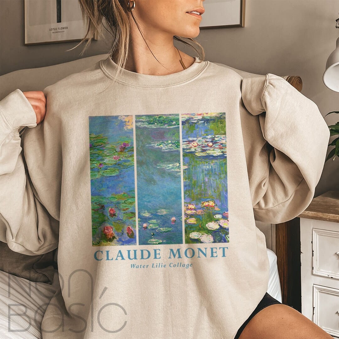 Claude Monet Sweatshirt, Art Sweatshirt, Water Lilie Collage, Aesthetic ...