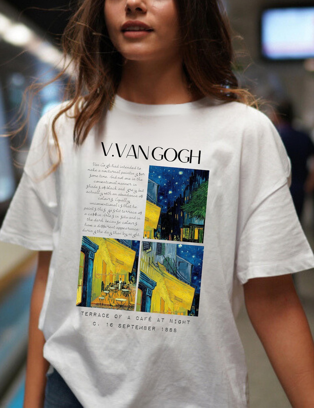Van Gogh Cafe Terrace at Night T-shirt,aesthetic Art Shirt,art T Shirt ...