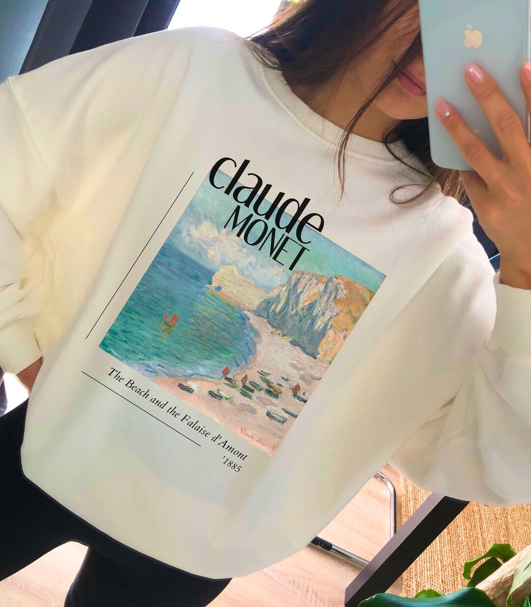 Claude Monet 'the Beach' Crewneck Sweatshirt: Fine Art Clothes - Etsy