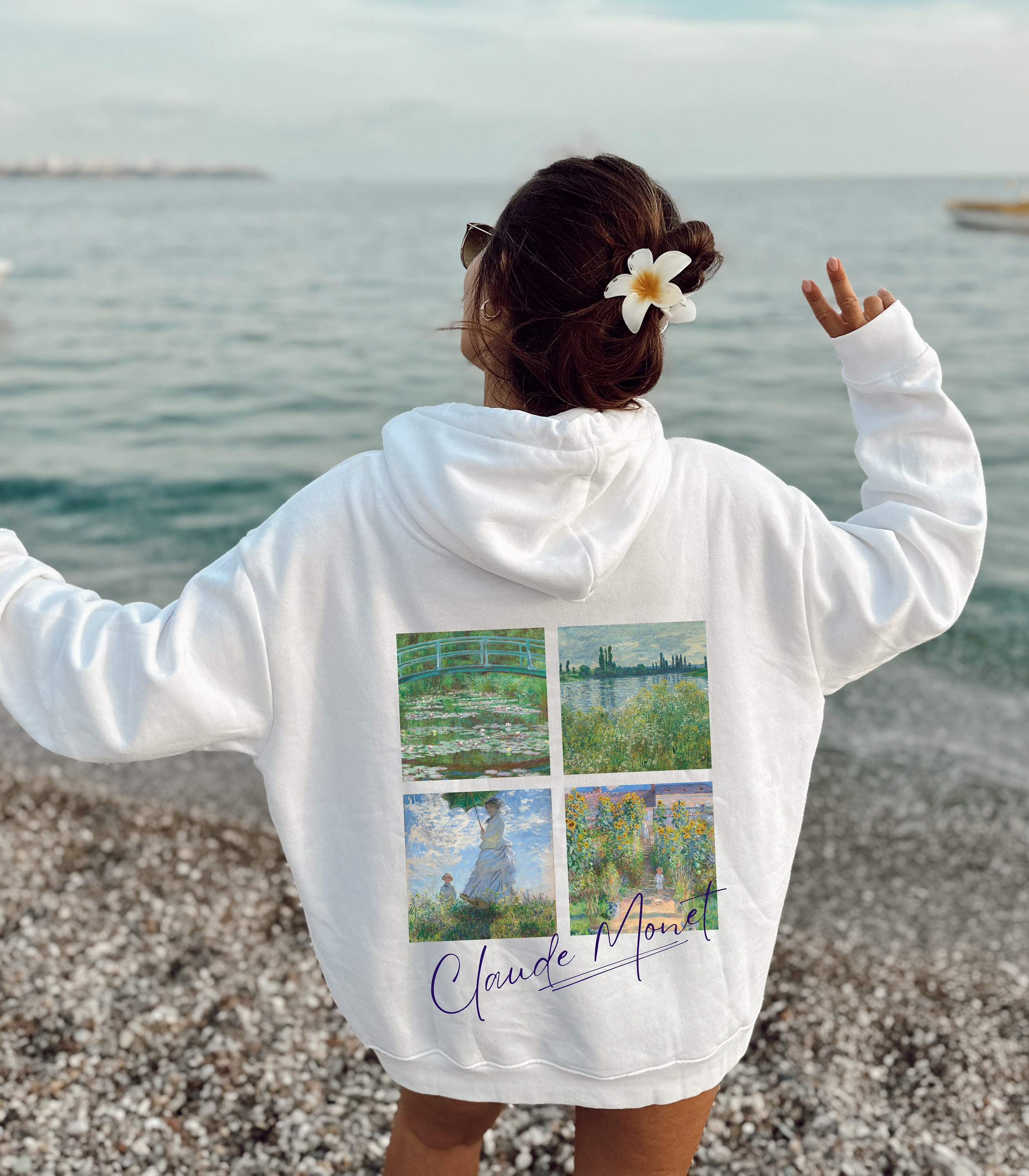 Claude Monet Grid Hoodie Monet Sweatshirt Vintage Art - Etsy