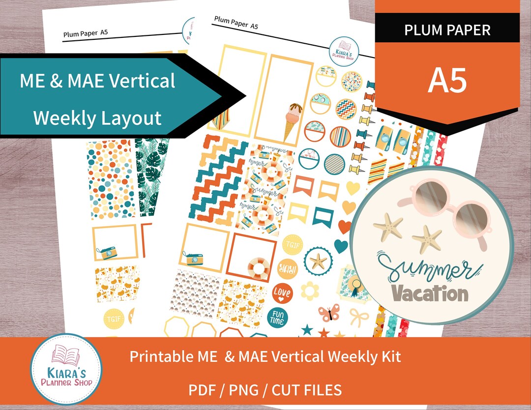 Summer Vacation Printable Weekly ME/MAE Sticker Kit for A5 - Etsy