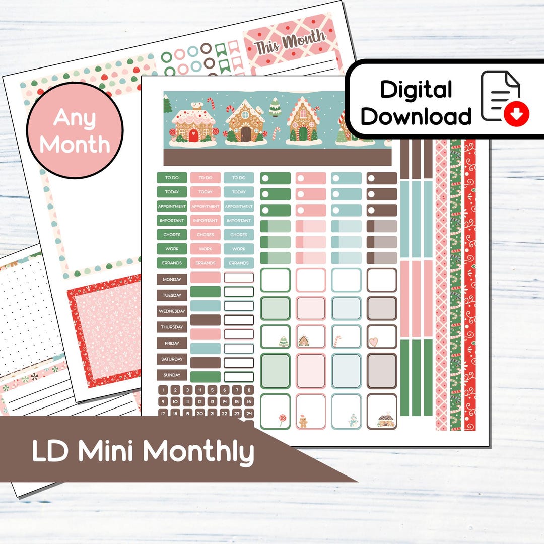 Small Monthly - Sweet Holiday - Printable Monthly Sticker Kit for ...