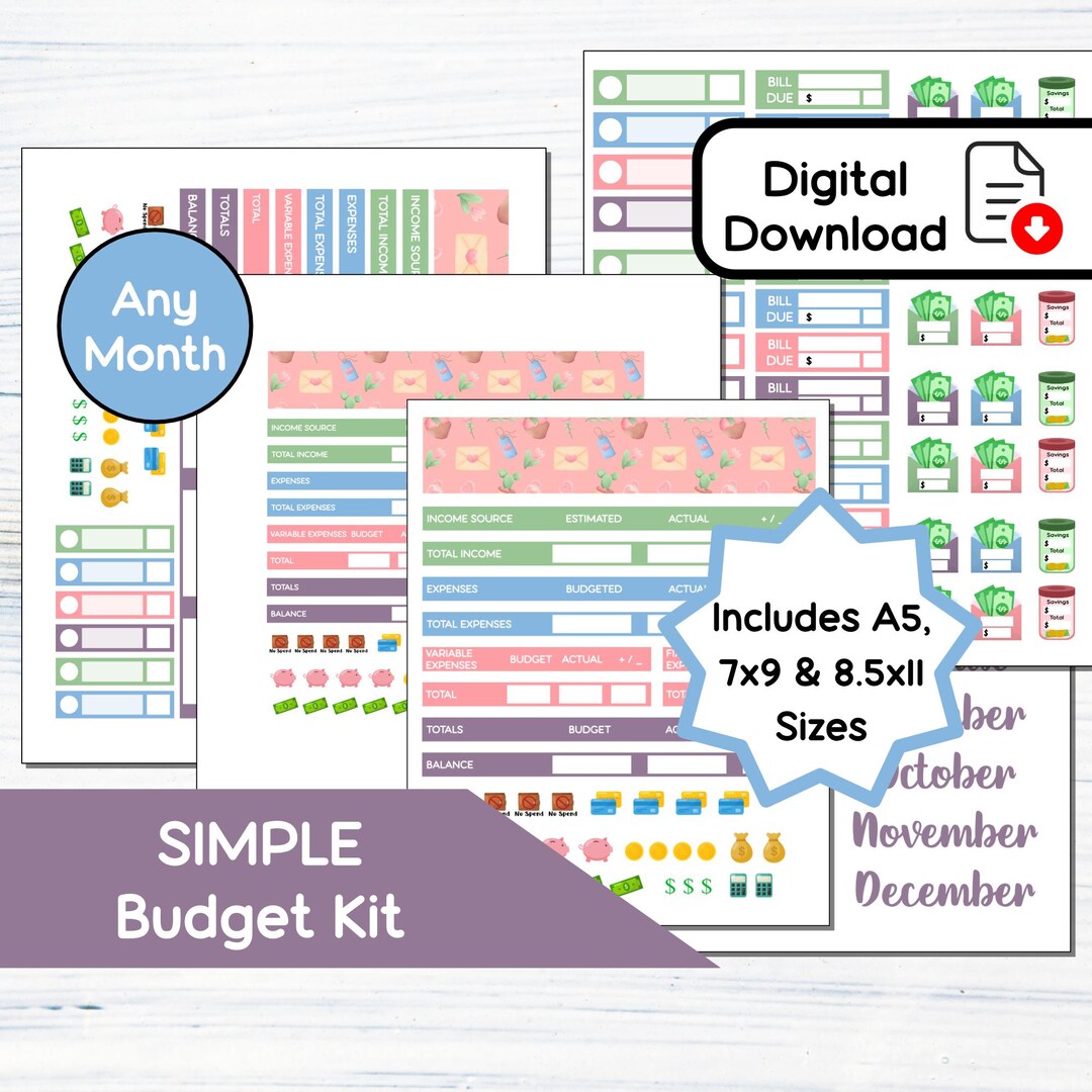 SIMPLE Budget Kit - Valentine Love - Monthly Budget Sticker Kit (A5 ...