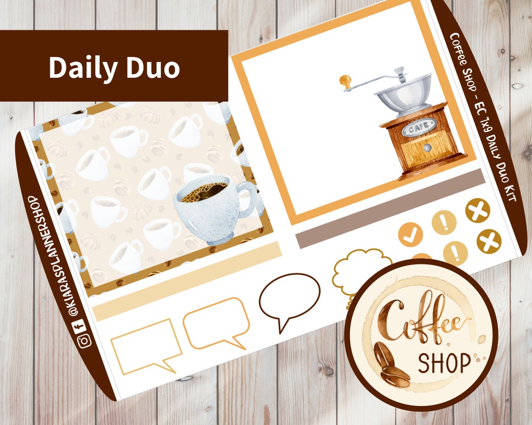 Coffee Shop - Printable Daily Duo Sticker Kit for 7x9 Planners (CS79DUO ...