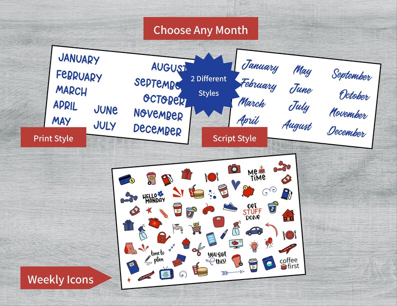 Stars and Stripes Printable Weekly Dashboard Sticker Kit for - Etsy