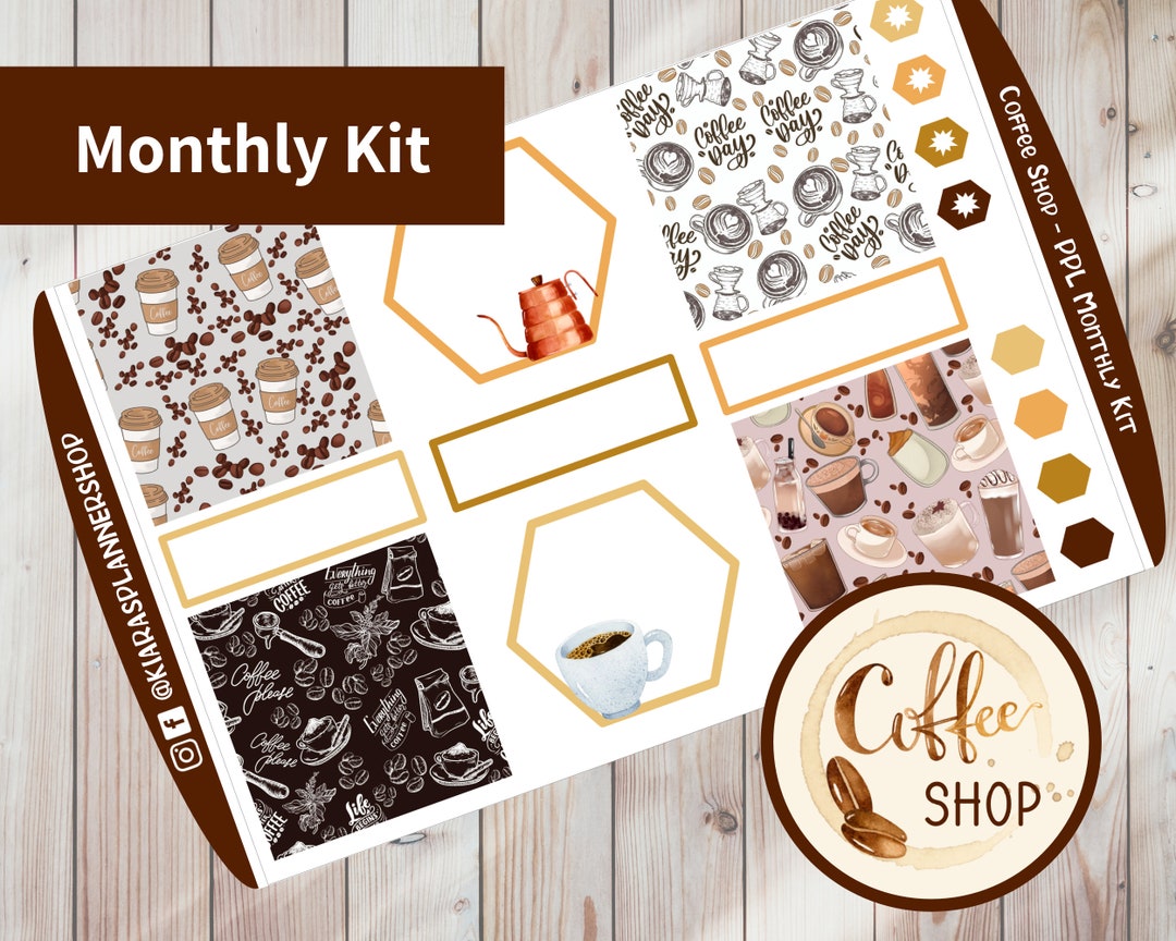 Coffee Shop Printable Monthly Sticker Kit for 8.5 X 11 - Etsy