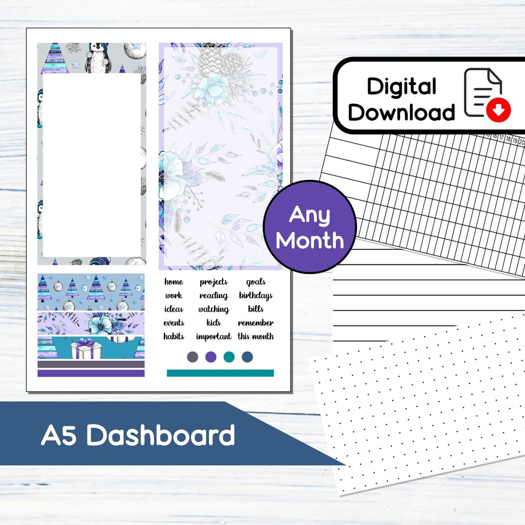 A5 Dashboard - Let It Snow Printable Dashboard Sticker Kit for A5 ...
