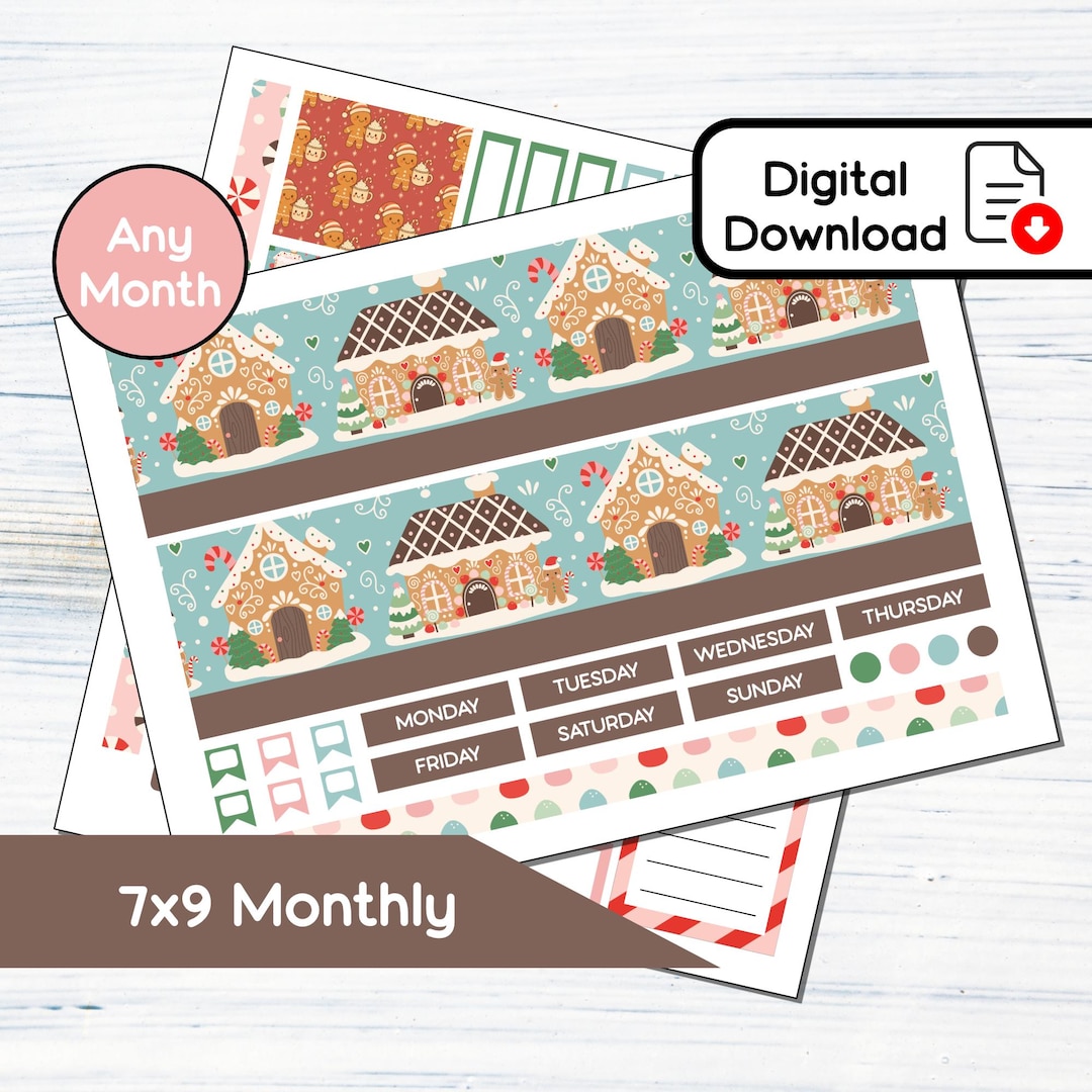 7x9 Monthly - Sweet Holiday Printable Monthly Sticker Kit for 7x9 ...