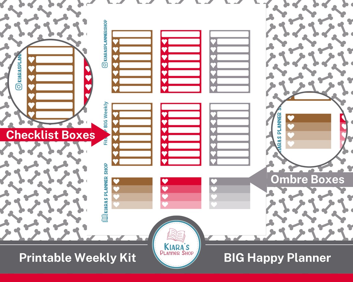 Cute Dogs Printable Weekly Sticker Kit for Happy Planner BIG - Etsy