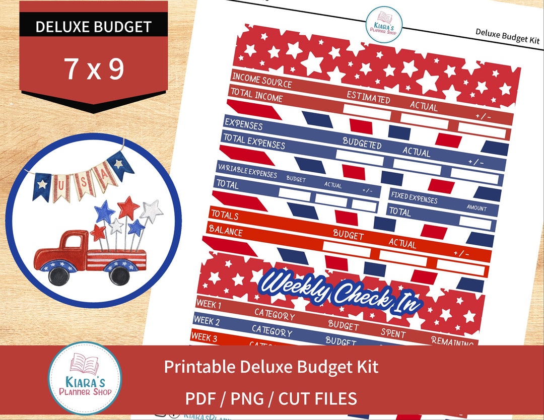 DELUXE 7x9 BUDGET - Stars and Stripes Printable Monthly Budget Kit ...