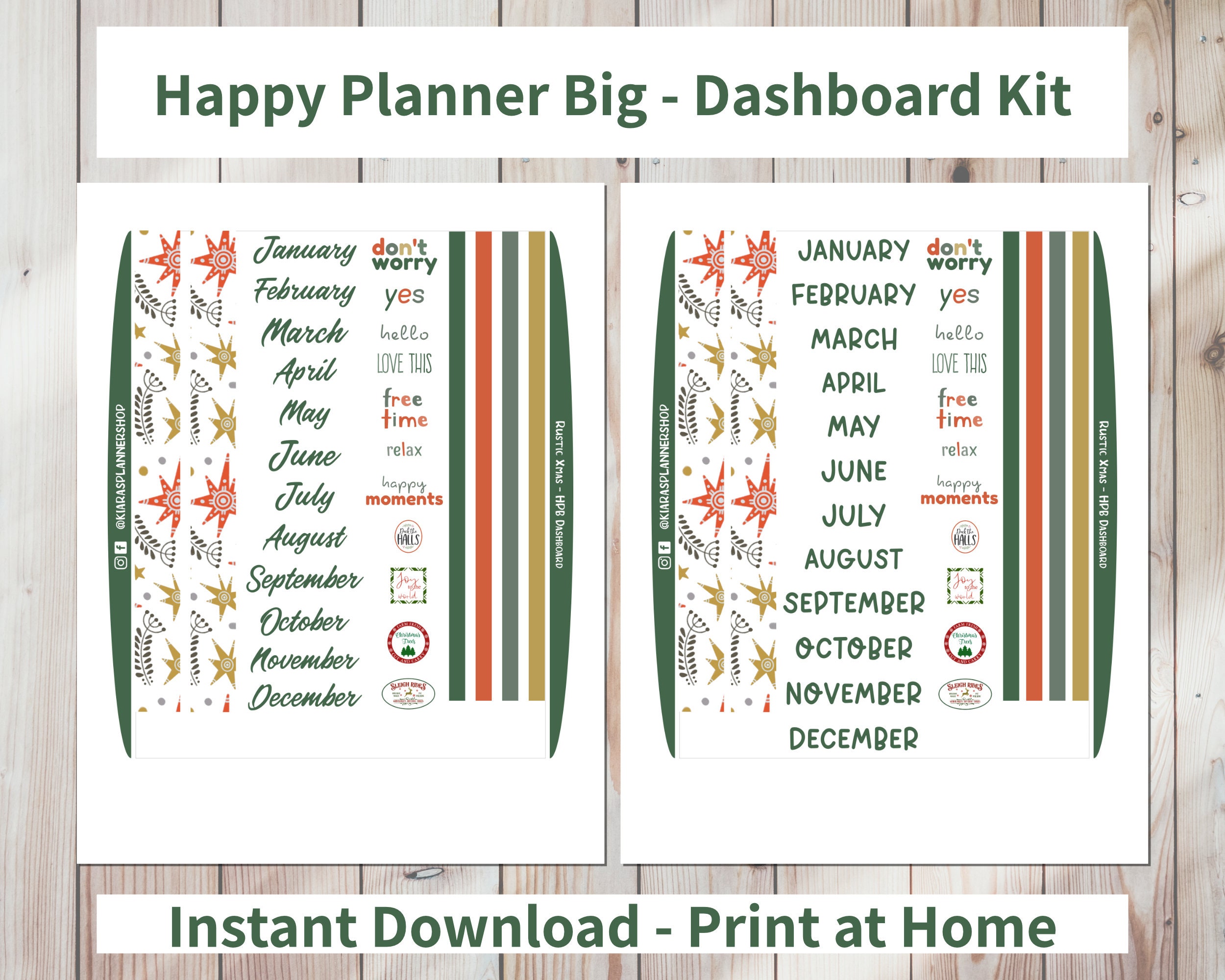 Rustic Xmas Printable Weekly Dashboard Sticker Kit for Happy - Etsy