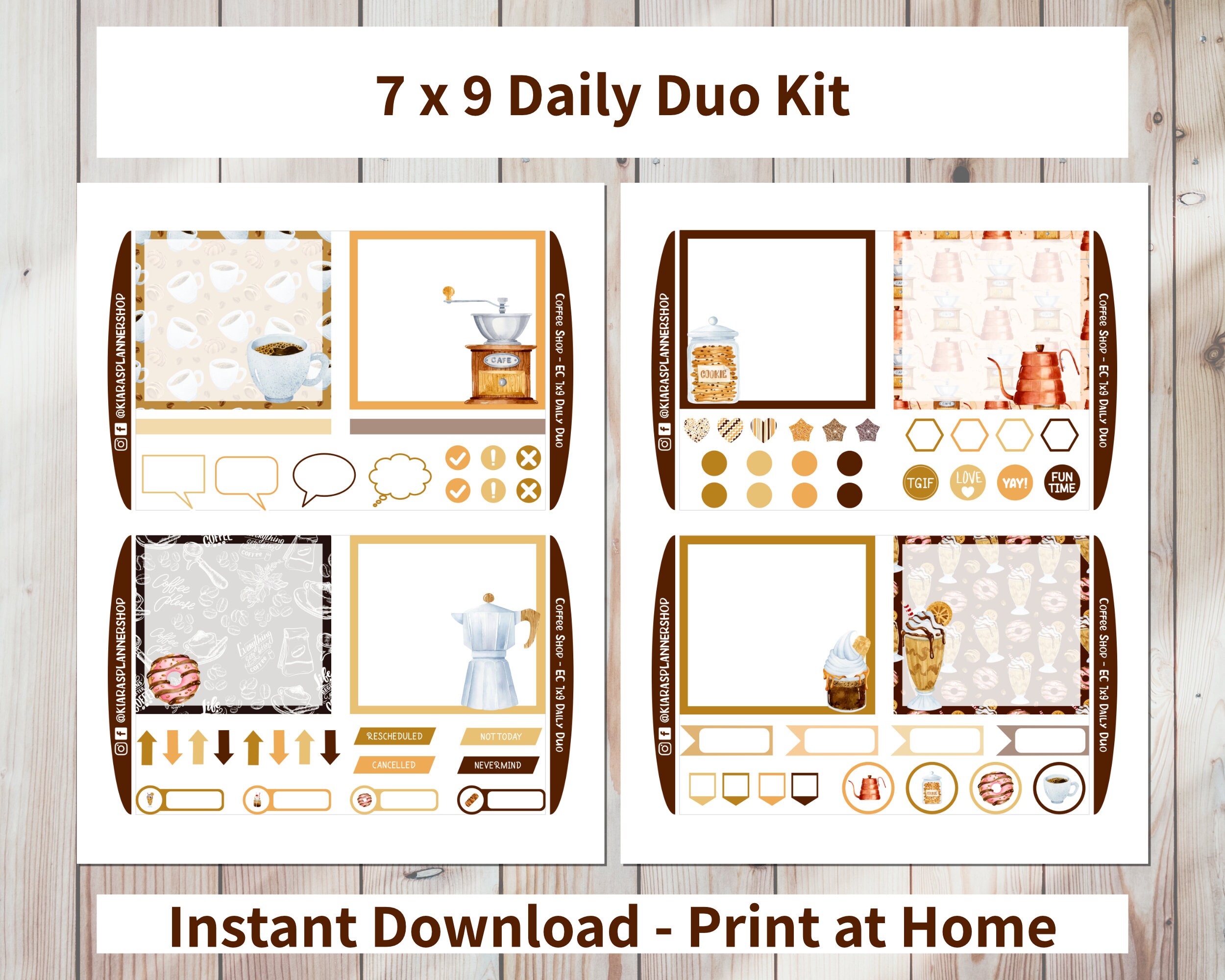 Coffee Shop Printable Daily Duo Sticker Kit for 7x9 Planners - Etsy